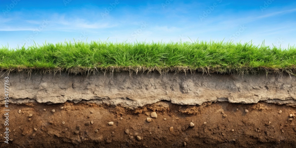 Underground Soil Layer With Erosion Marks And Grass On Top Erosion