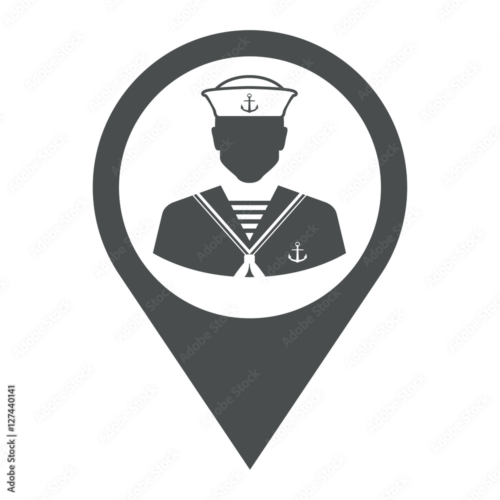 Icono Plano Localizacion Silueta Marinero Gris Stock Illustration Adobe Stock
