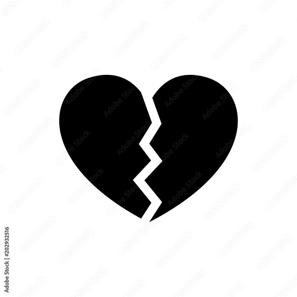 Broken Heart Icon In Trendy Flat Style Isolated On Background Broken