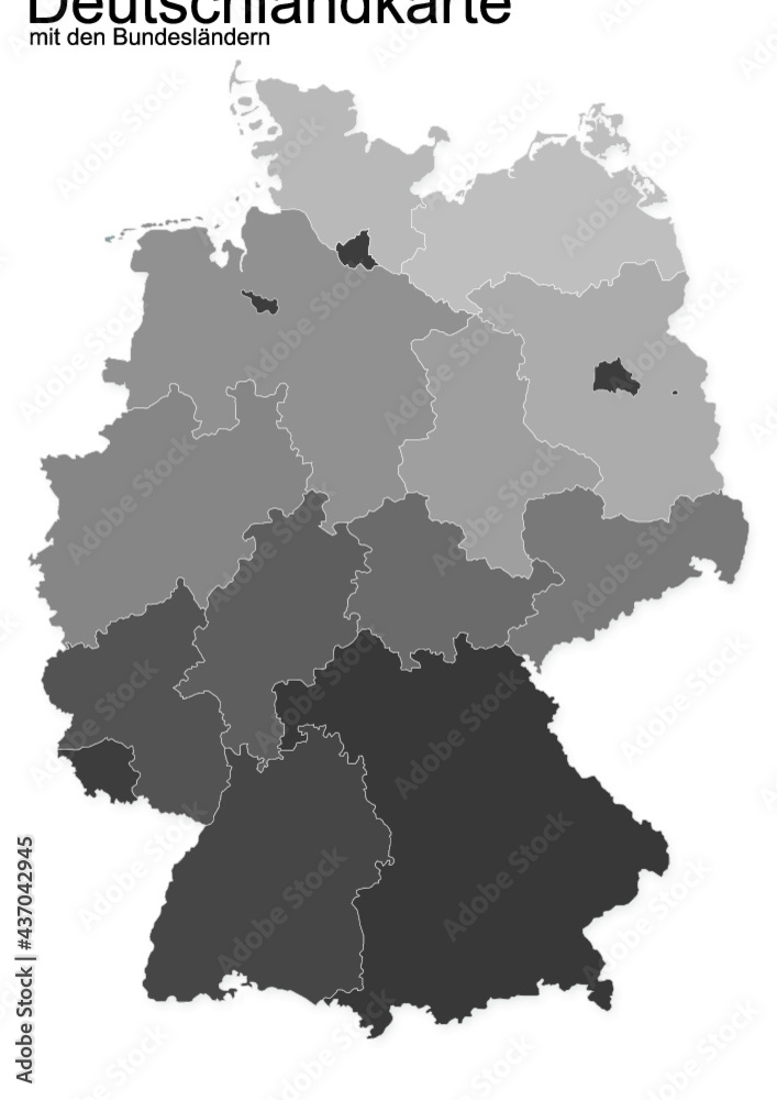 Deutschlandkarte mit Bundesländer in Grau Stock Vector Adobe Stock