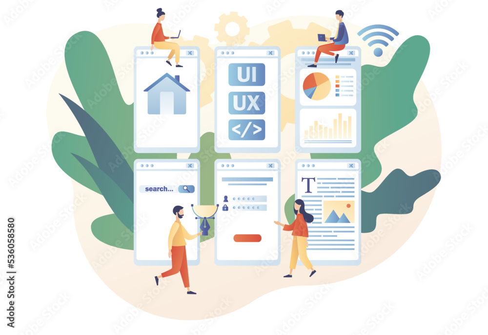 Web UI UX Design Pages Mobile App Development Application Design Coding Web Building Concept