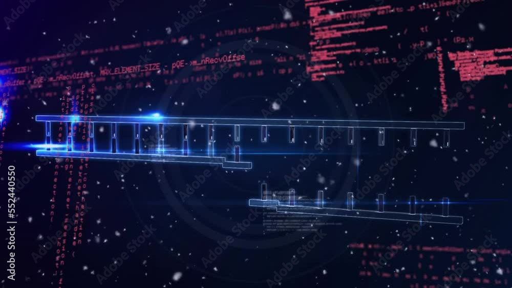 Animation Of Lens Flare Programming Language And Illuminated Dna Helix