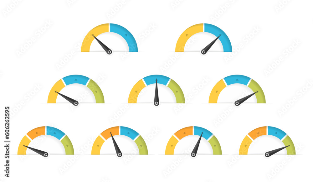 Set Of Indicators With Different Amount Of Segments Gauge Charts Stock Vector Adobe Stock