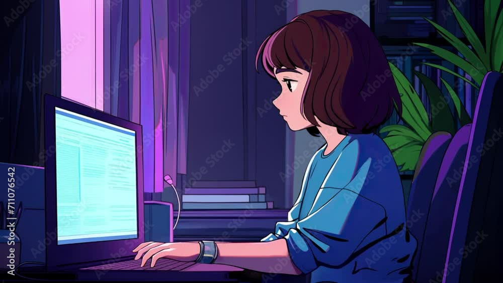 Lofi Animation Seamless Loop Girl Study Assets Were Created With The