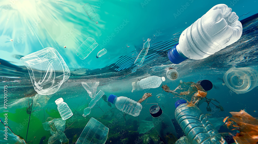 Plastic Bottles And Trash Contaminating A Marine Ecosystem The Global