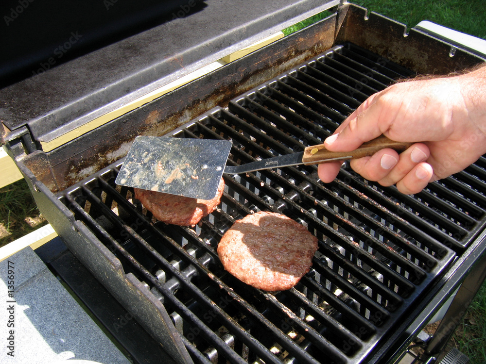 cooking burgers Stock Photo | Adobe Stock