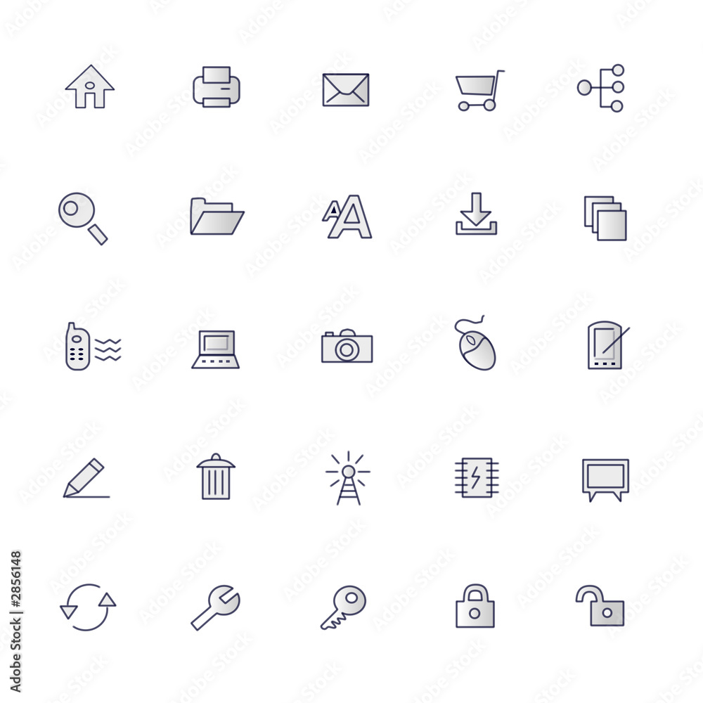 grey icon set Stock Illustration | Adobe Stock