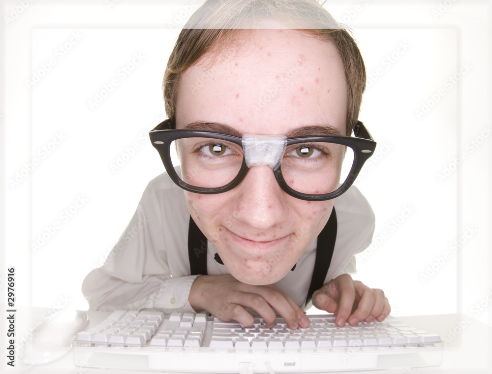 teenage computer nerd Stock Photo | Adobe Stock