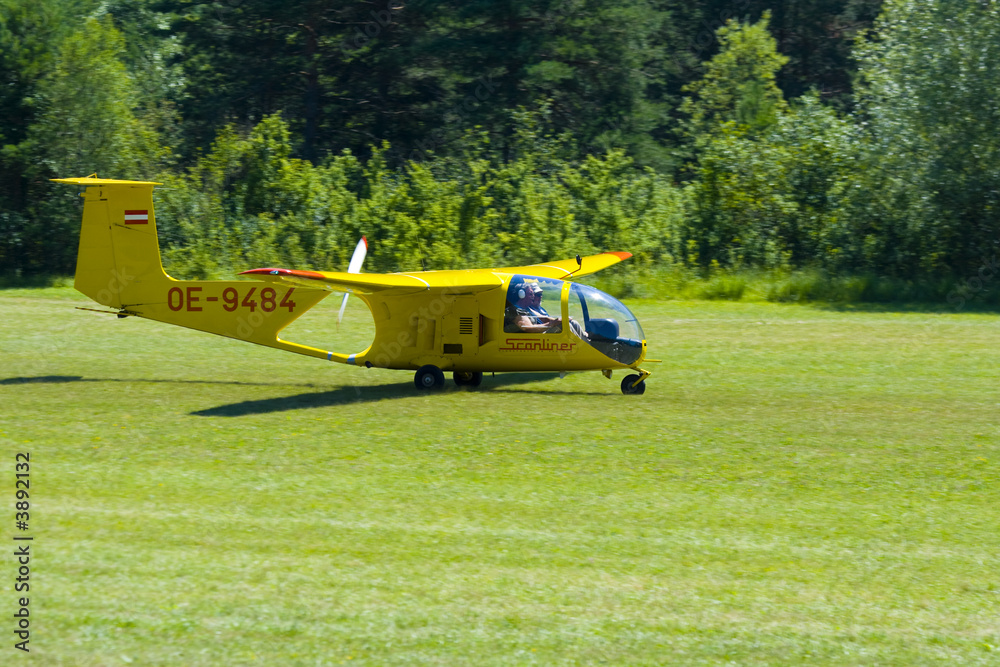 Ultralight Aircraft with pusher configuration propeller Stock Photo ...