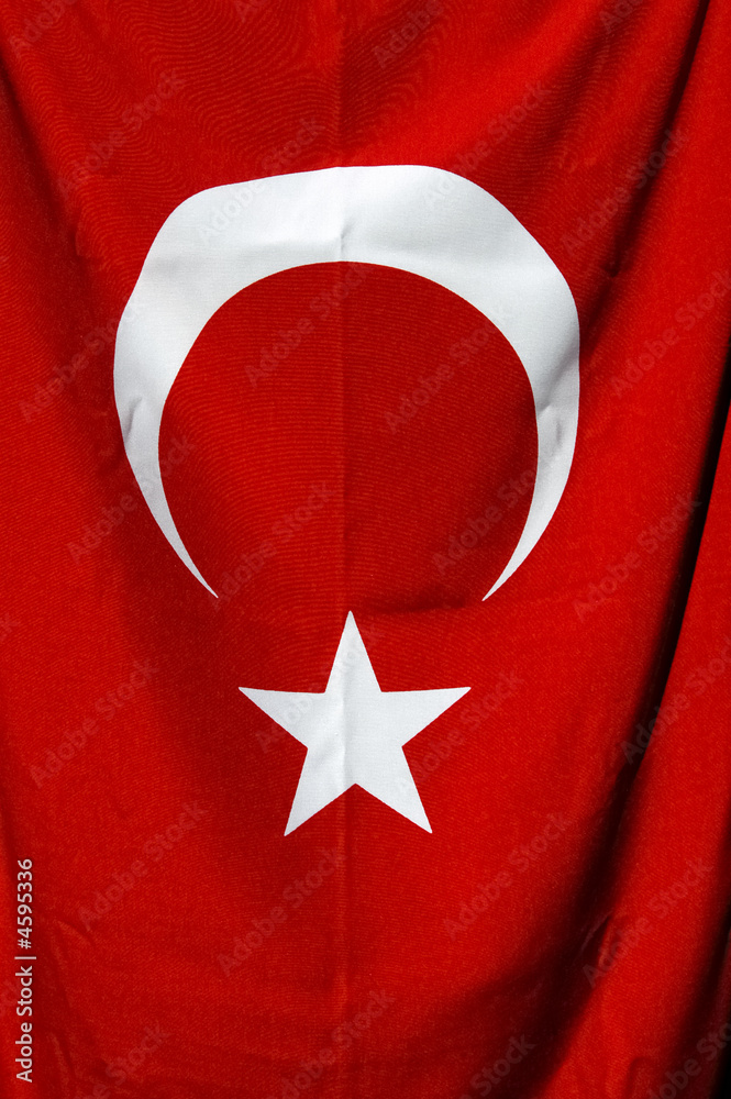 Turkish red flag with white star and moon Stock Photo | Adobe Stock