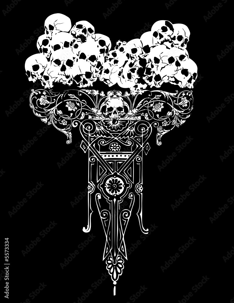 Vector skull heraldry illustration Stock Vector | Adobe Stock