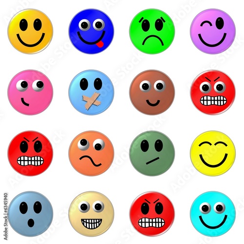 verschiedene bunte smileys – Stock-Illustration | Adobe Stock