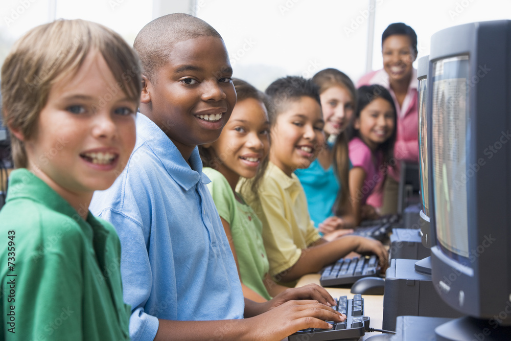 Elementary school computer class Stock Photo | Adobe Stock