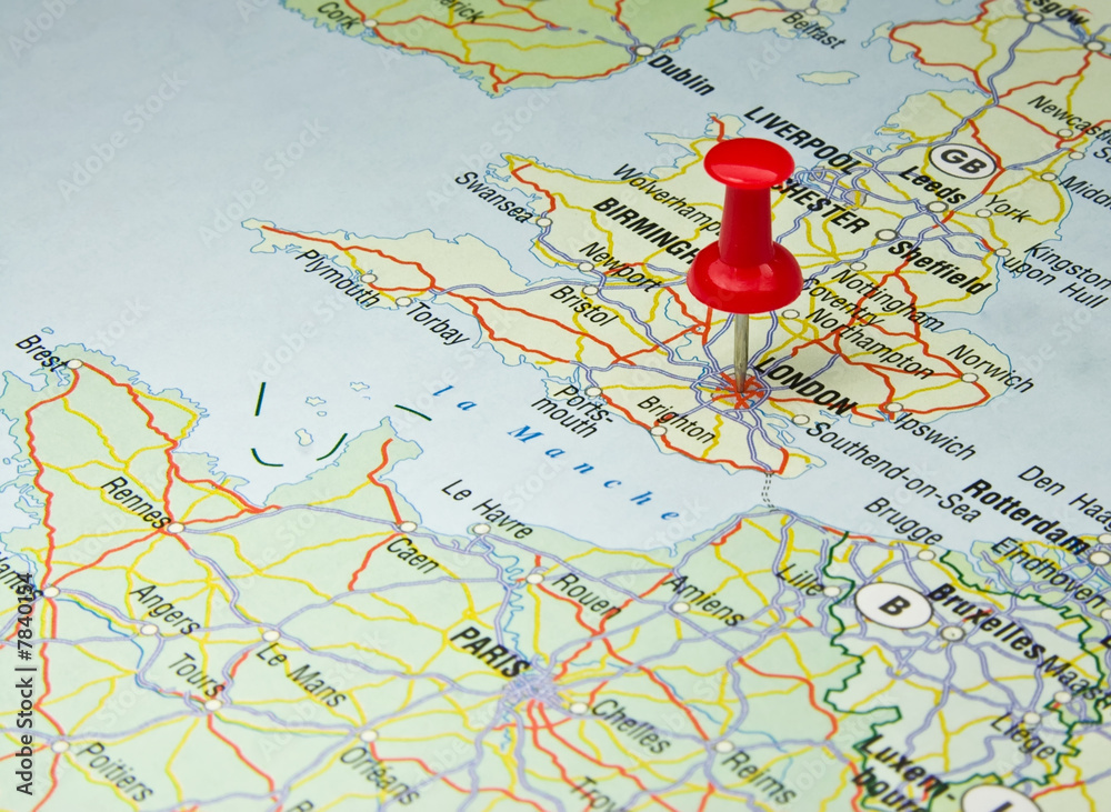 Red pin on london map Stock Photo | Adobe Stock