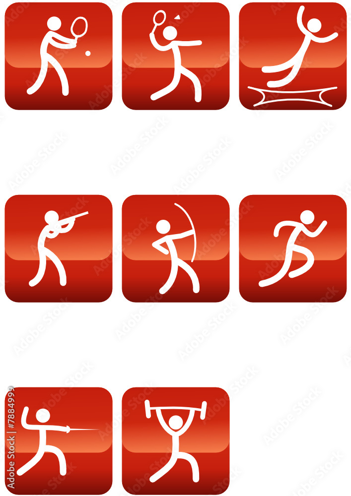 Pictogrammes des jeux olympiques d'été carré rouge (partie 4) Stock ...