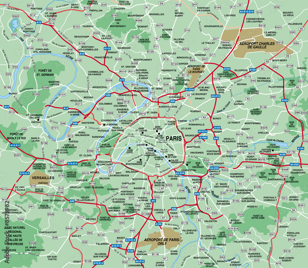 Paris Metropolitan Area map Stock Illustration | Adobe Stock
