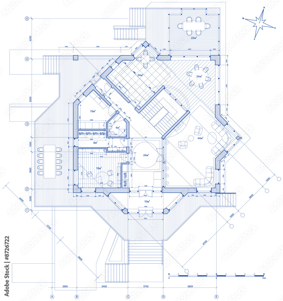 house plan: vector blueprint Stock Illustration | Adobe Stock