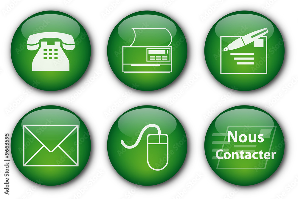 Boutons Contact (vert) Stock Illustration | Adobe Stock