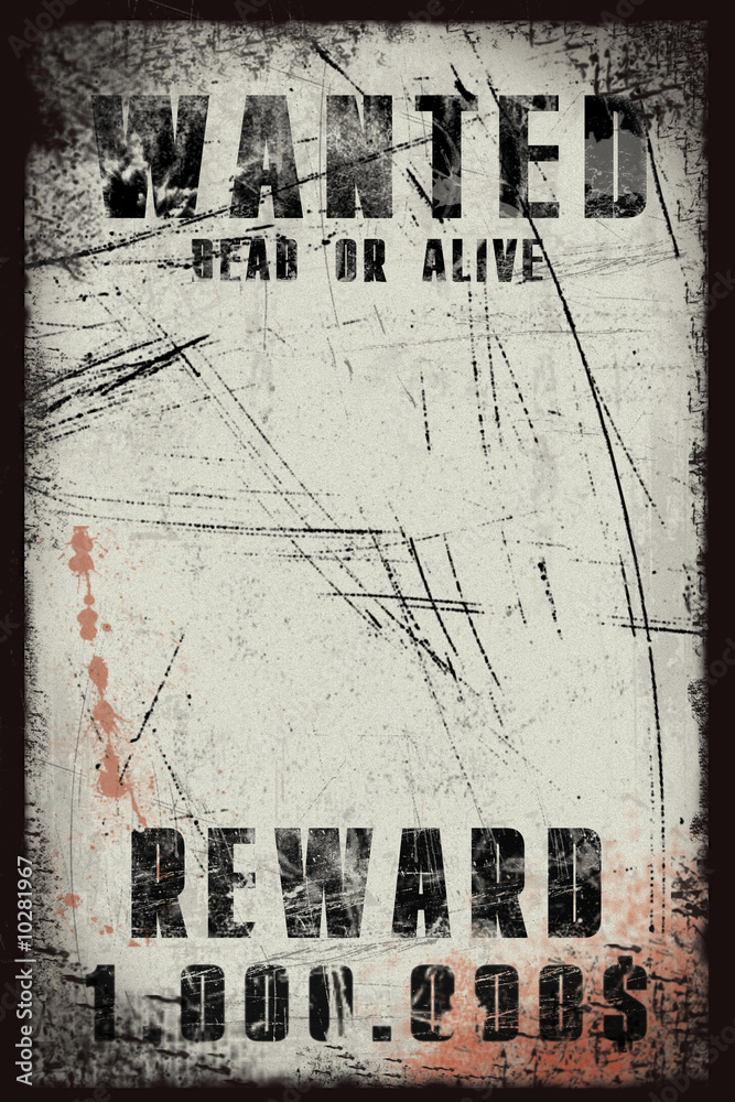 Wanted poster with blood spots in grunge style Stock Illustration ...