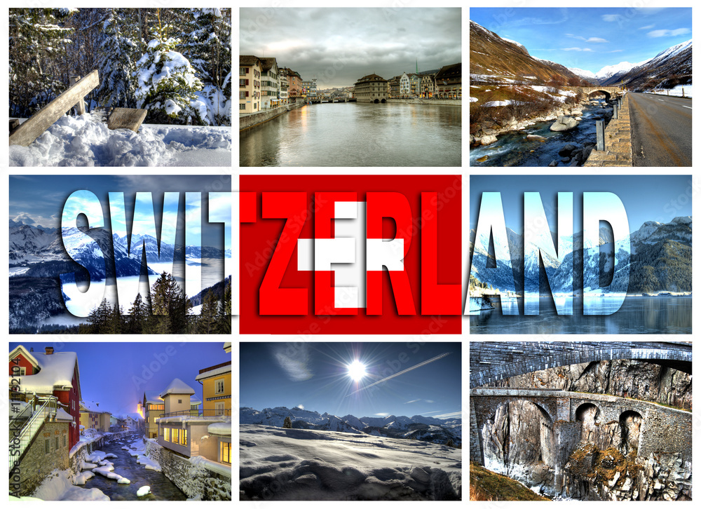 Switzerland Collage Stock Illustration | Adobe Stock