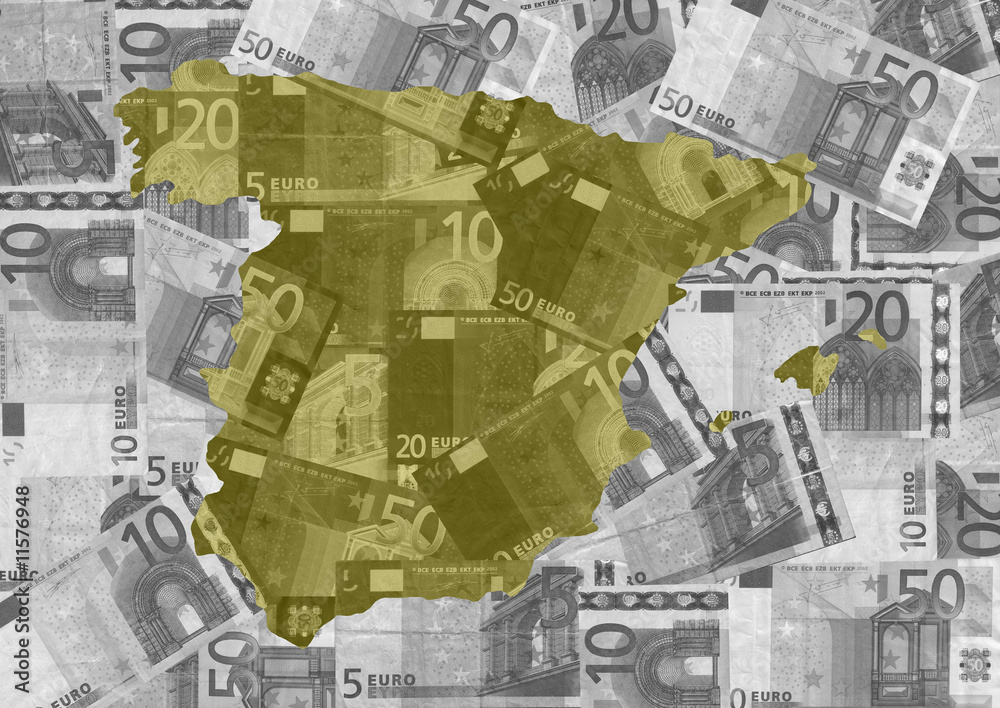Map of Spain with euros Stock Illustration | Adobe Stock