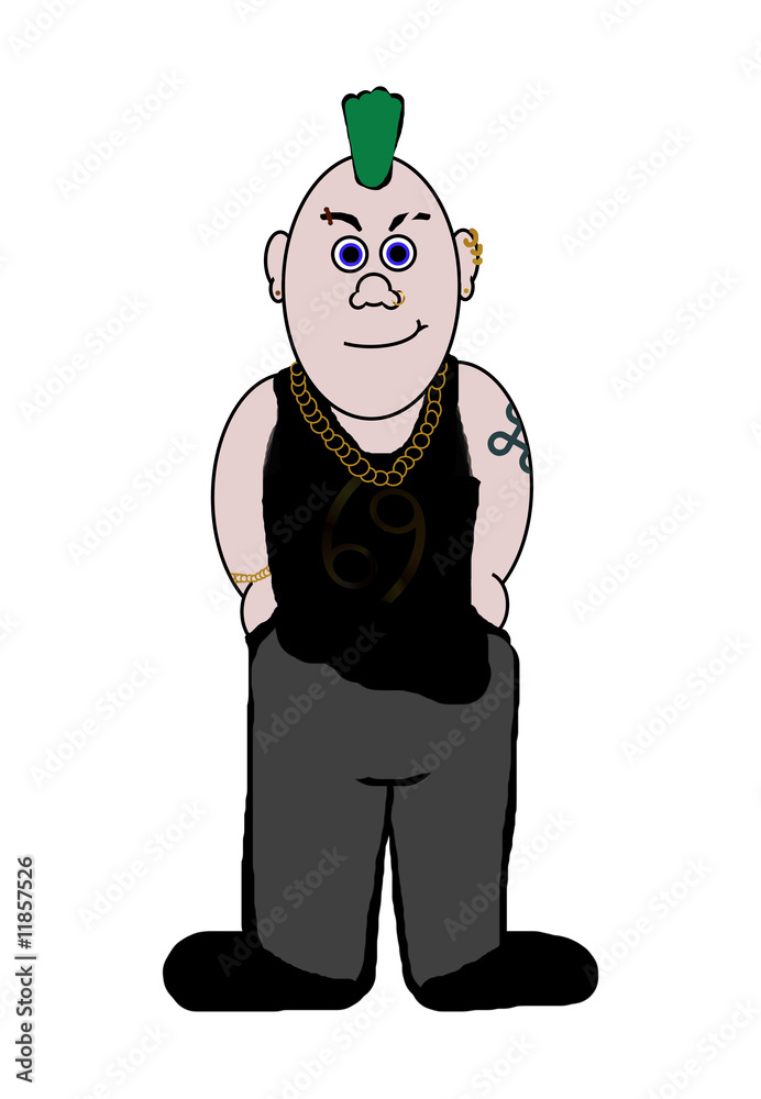 Punk Guy Cartoon - Isolated On White Stock Illustration | Adobe Stock