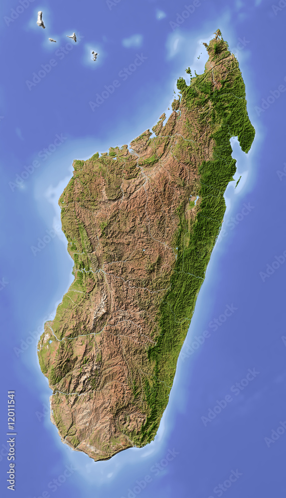 Madagascar, shaded relief map Stock Illustration | Adobe Stock