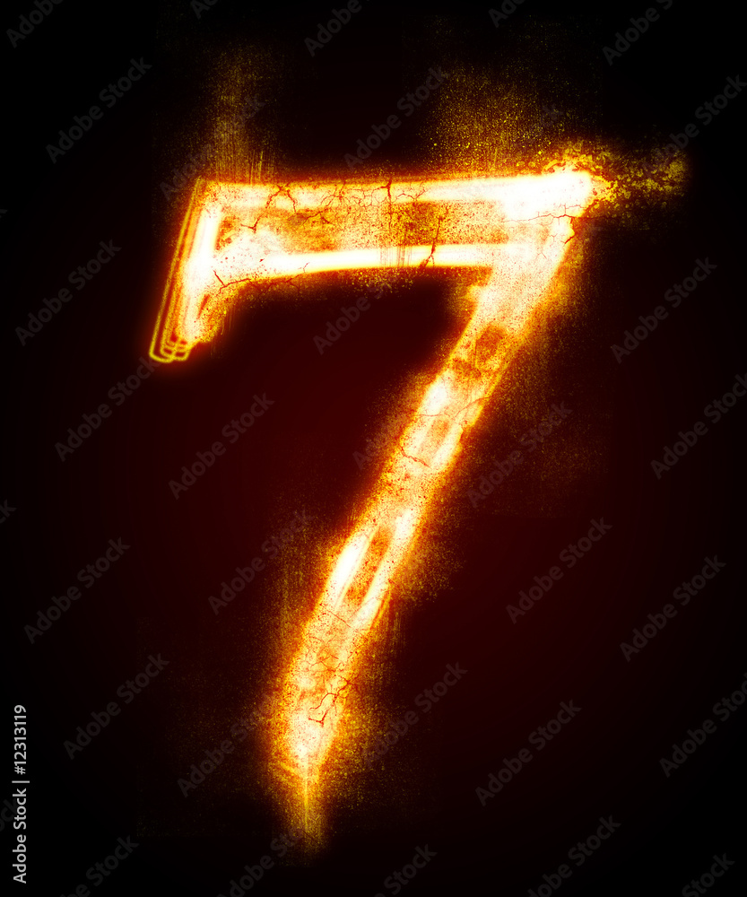 fiery font from a dust. seven Stock Illustration | Adobe Stock