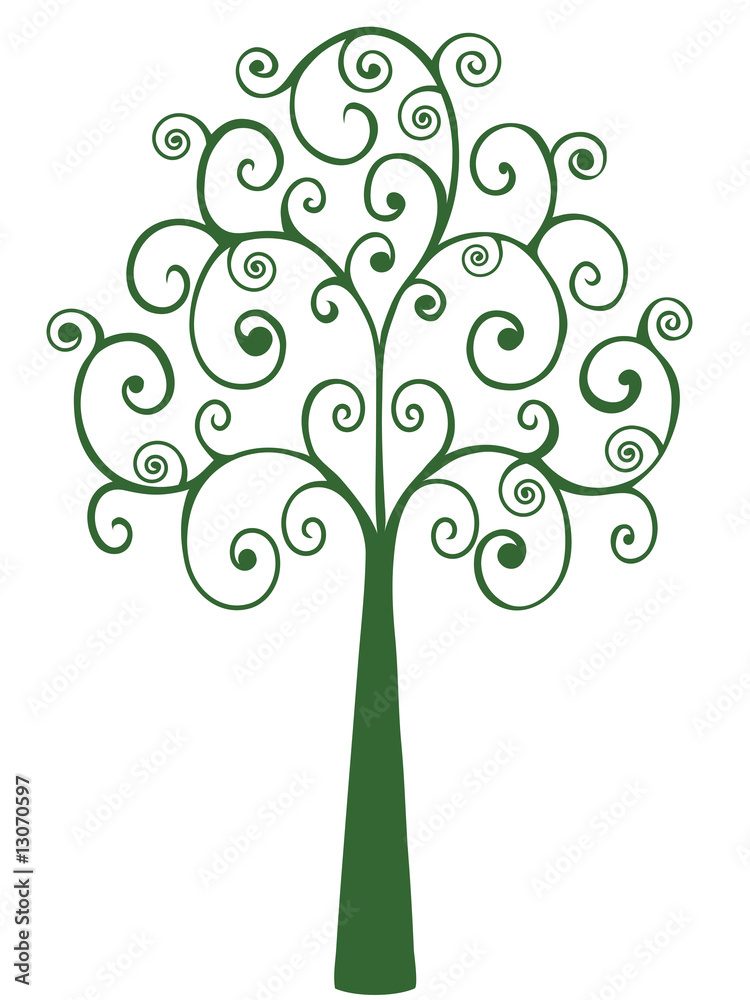 Stylized Coil Tree Vector Illustration Stock Vector | Adobe Stock
