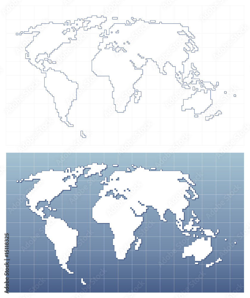 Pixelated world map in vector format Stock Vector | Adobe Stock