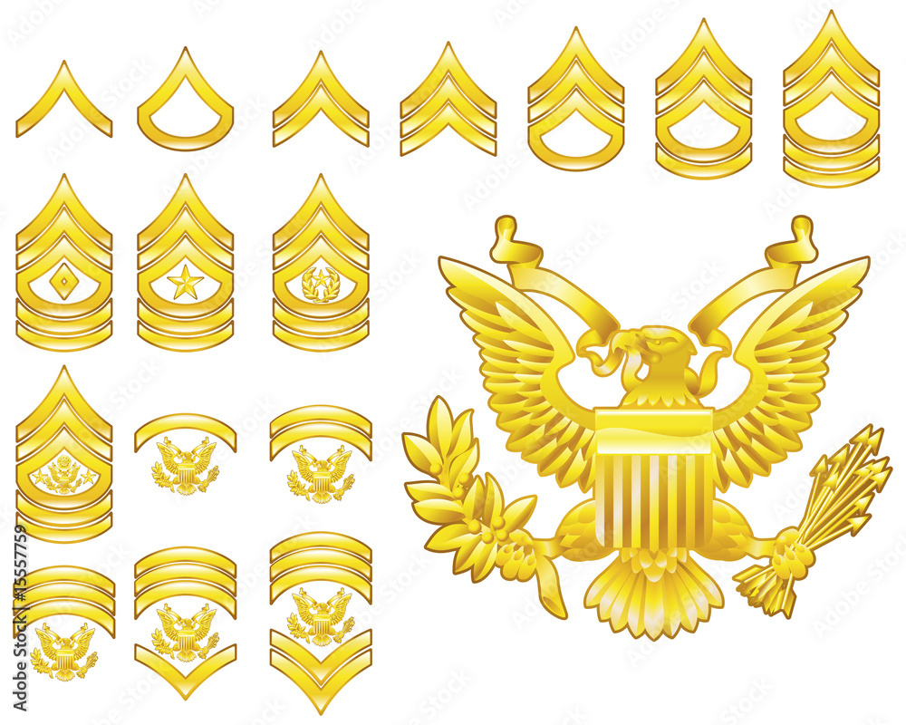 american army enlisted rank insignia icons Stock Vector | Adobe Stock