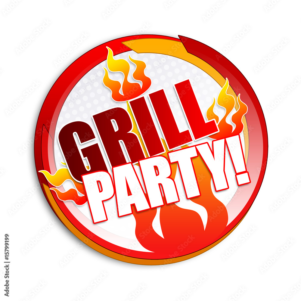 Stock-Illustration „Grillparty! Button“ | Adobe Stock