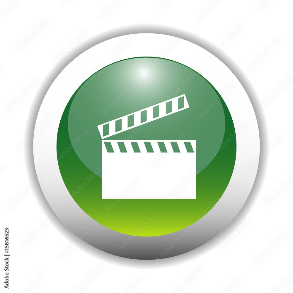 Glossy Movie Clapper Sign Button Stock Vector | Adobe Stock