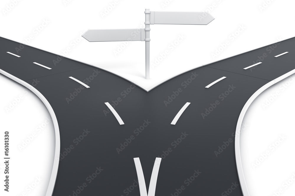 splitting road with blank road signs Stock Illustration | Adobe Stock splitting road with blank road signs Stock Illustration | Adobe Stock