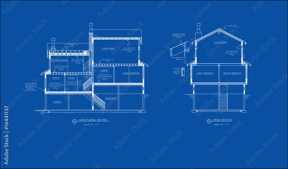 house plans section view Stock Vector | Adobe Stock