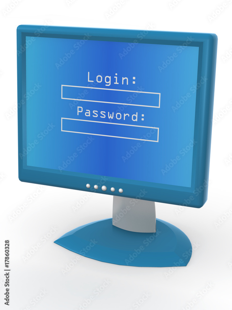 Monitor with Login and password Stock Illustration | Adobe Stock