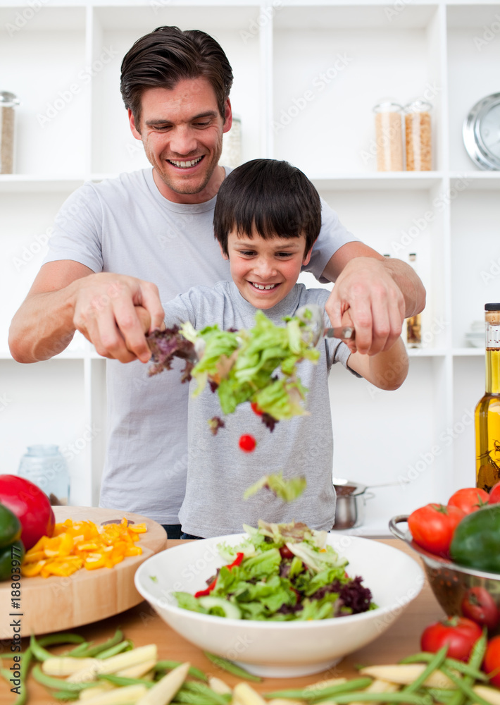 Little boy and his father cooking Stock Photo | Adobe Stock