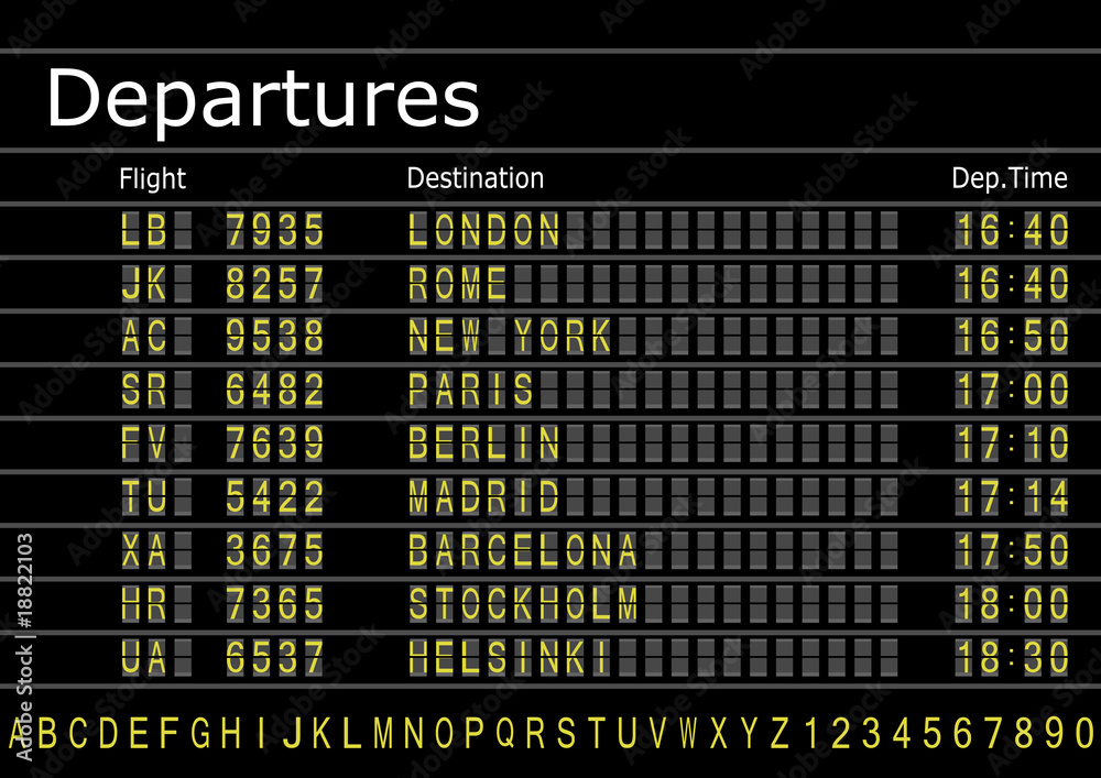 Make a Airport Arrivals or Departures Board Stock Vector | Adobe Stock