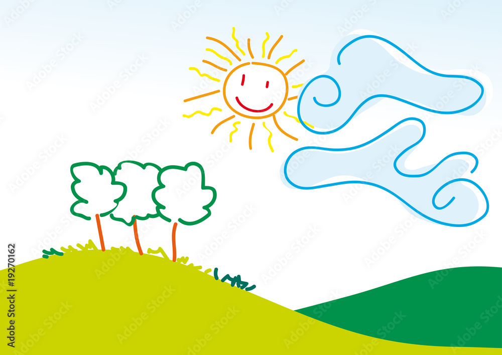 dibujo infantil paisaje Stock Vector | Adobe Stock