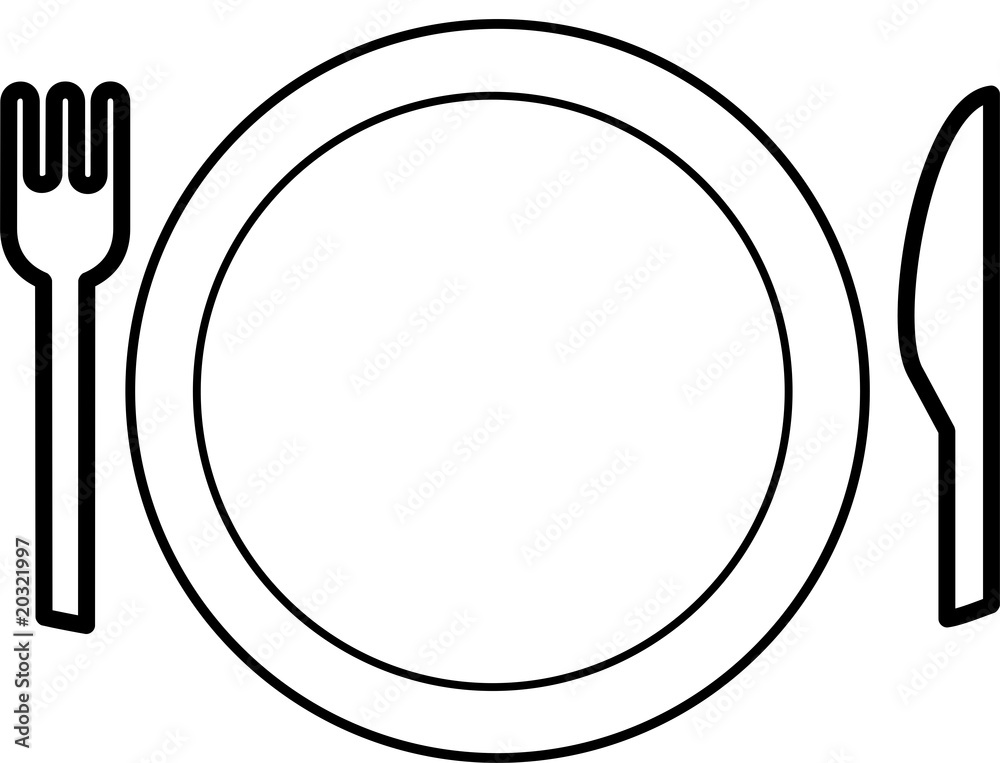 Illustration Stock assiette et couverts | Adobe Stock