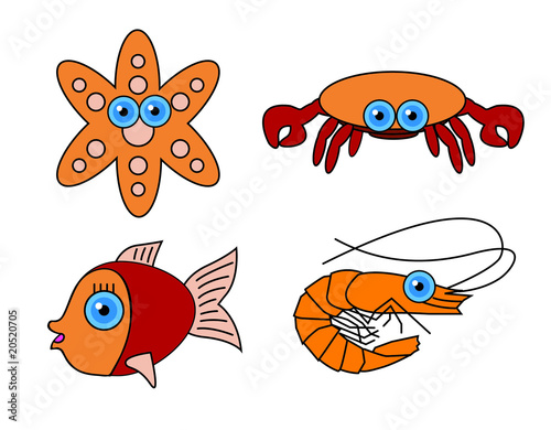 poissons crustacés - Acheter ce vecteur libre de droit et découvrir des ...