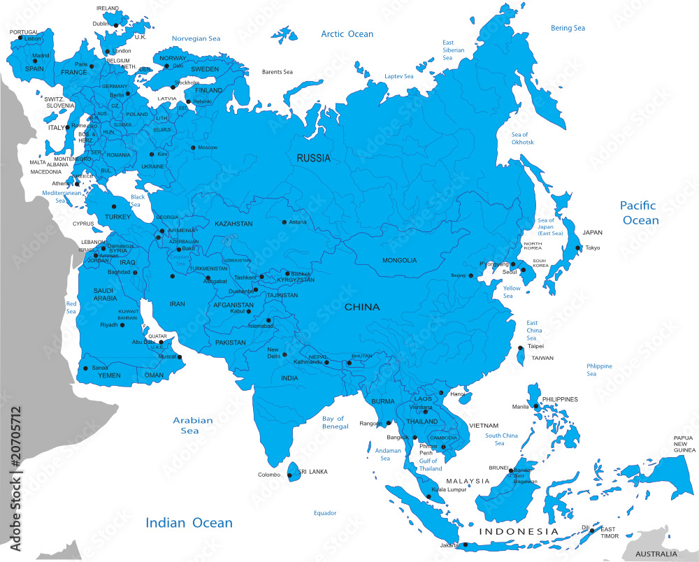 Political map of Eurasia Stock Vector | Adobe Stock