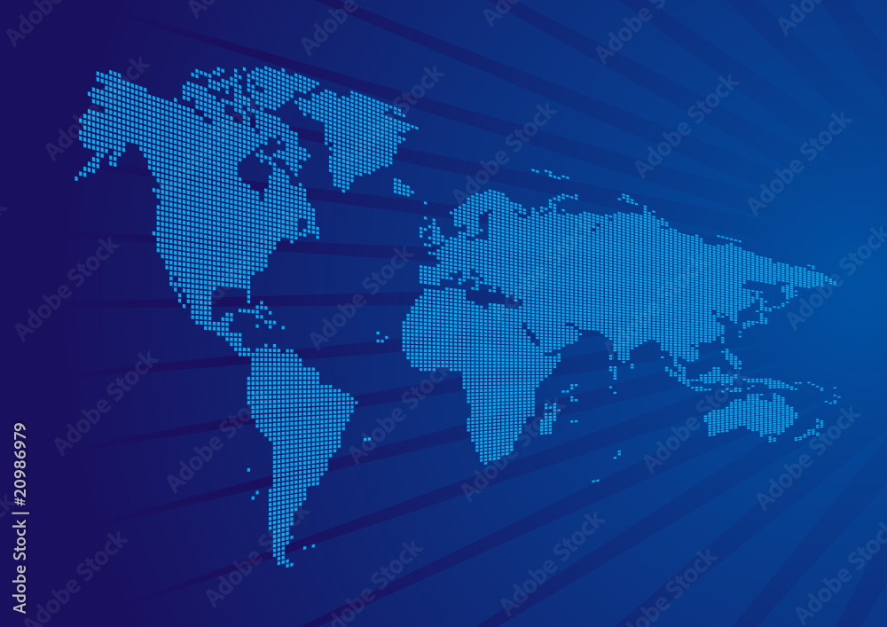 Vector world map in blue background Stock Vector | Adobe Stock