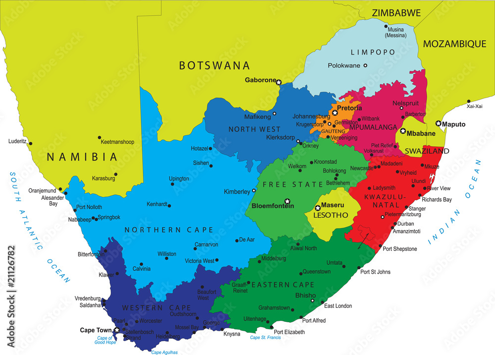 South Africa political map Stock Vector | Adobe Stock