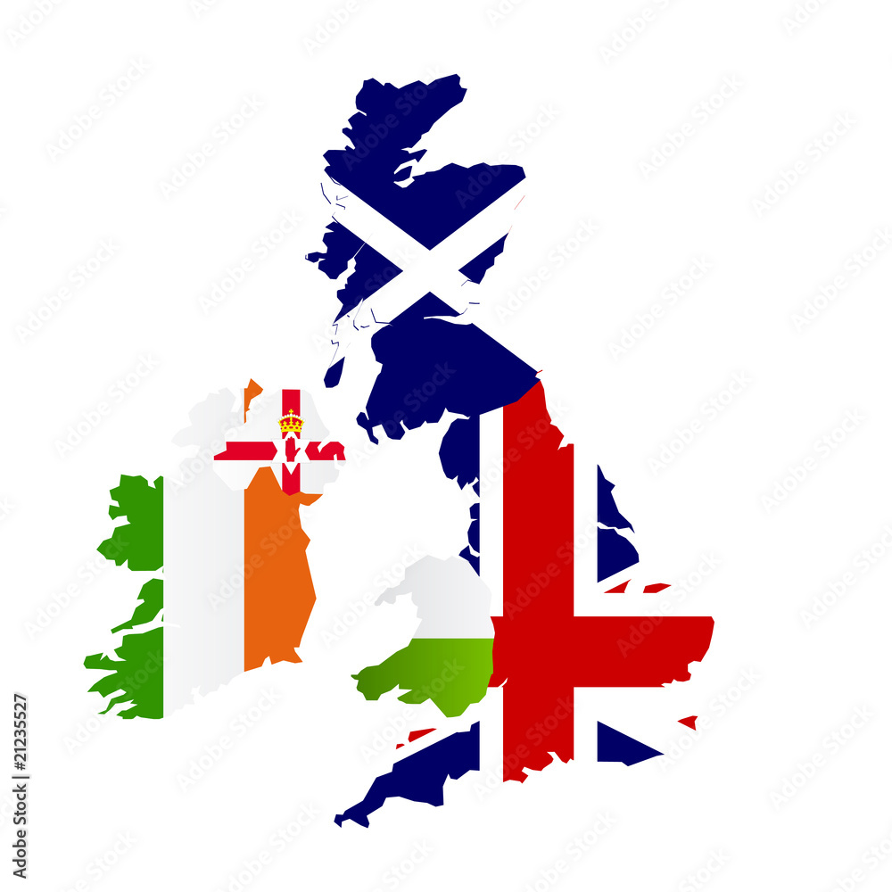 great britain map with flags and ireland vector Stock Vector | Adobe Stock