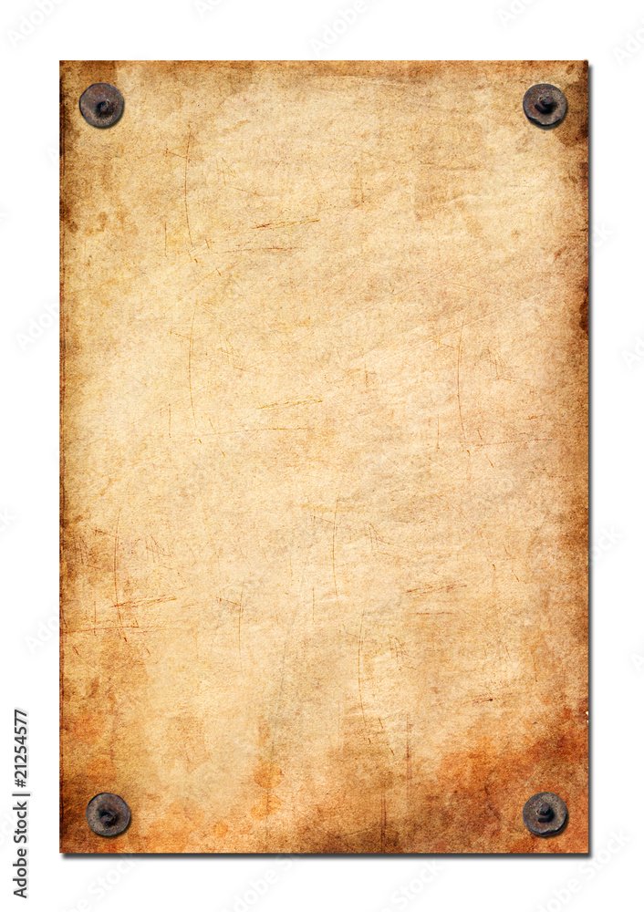 The sheet of an old paper is attached by nails Stock Illustration ...