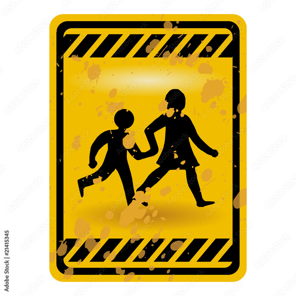 Grunge children playing warning sign isolated over white Stock Vector ...