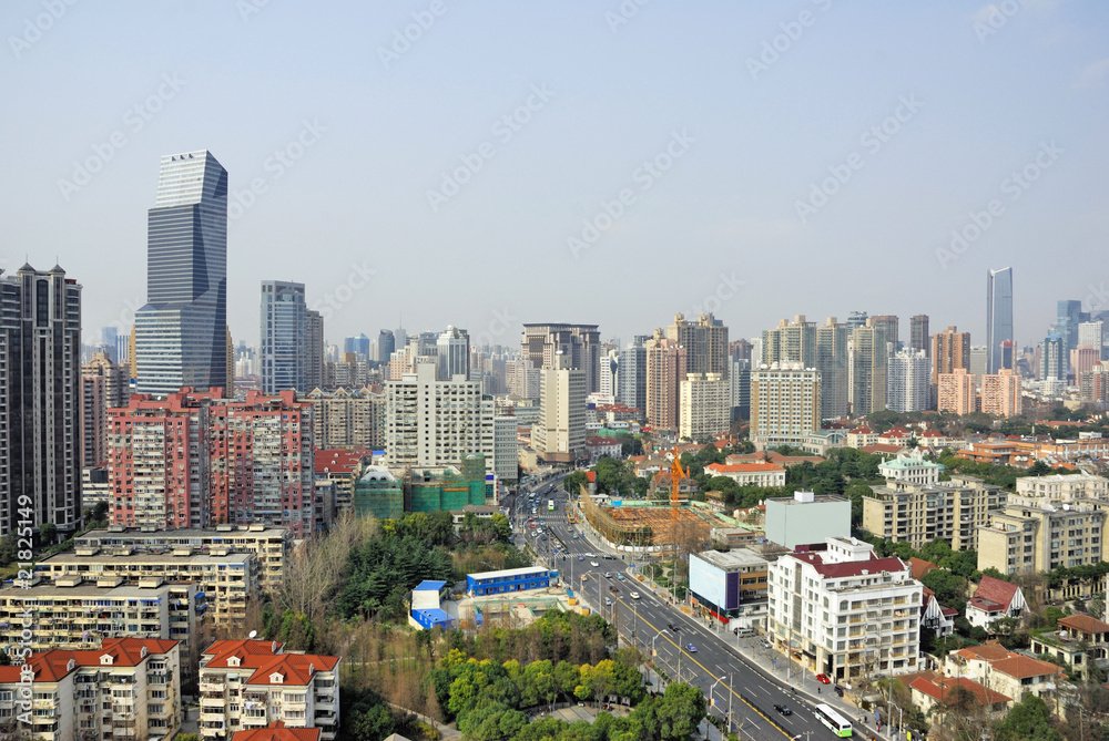China Shanghai Puxi skyline Stock Photo | Adobe Stock