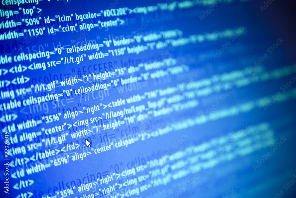 Screens with program web code and mouse / monitor background Stock ...