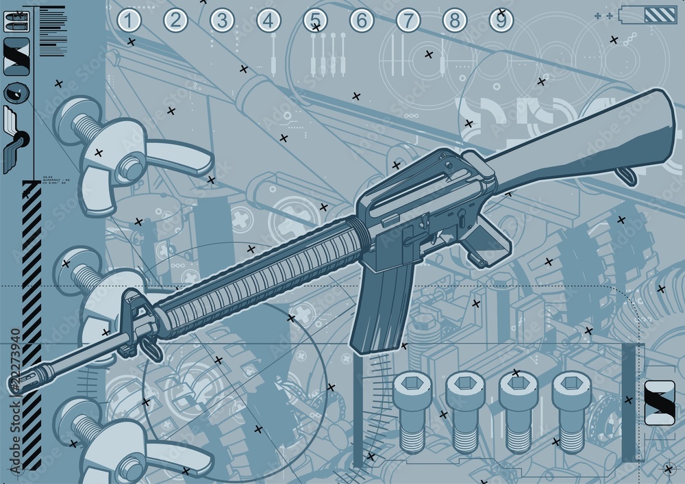 assault rifle schematic design template. Stock Vector | Adobe Stock